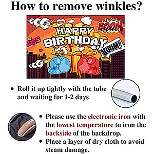 EMTOBT Happy Birthday Backdrop Superhero City Boom Background Red and Blue Boxing for Boy Gift Childen Happy Birthday Party Decorating 7x5FT Banner Photo Booth Props Room Decor Supplies BJWHEM562