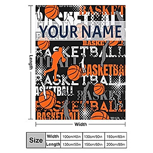 Custom Basketball Blanket Gifts, 50"*60" Flannel Sports Blanket Warm Cozy Soft for Boys Men Basketball Lovers, Throw Blanket for Sofa Couch Bed