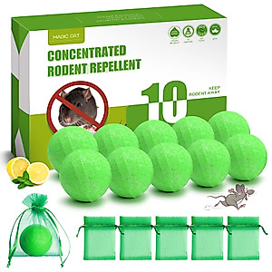 MAGIC CAT Rodent Repellent, 10 Pack Natural Peppermint Oil Pet Safe to Repel Mice and Rats, Mouse Away Repellent for Car Engine RV Closet Truck Garage Cabinet Corridor Indoor Outdoor Rodent Control