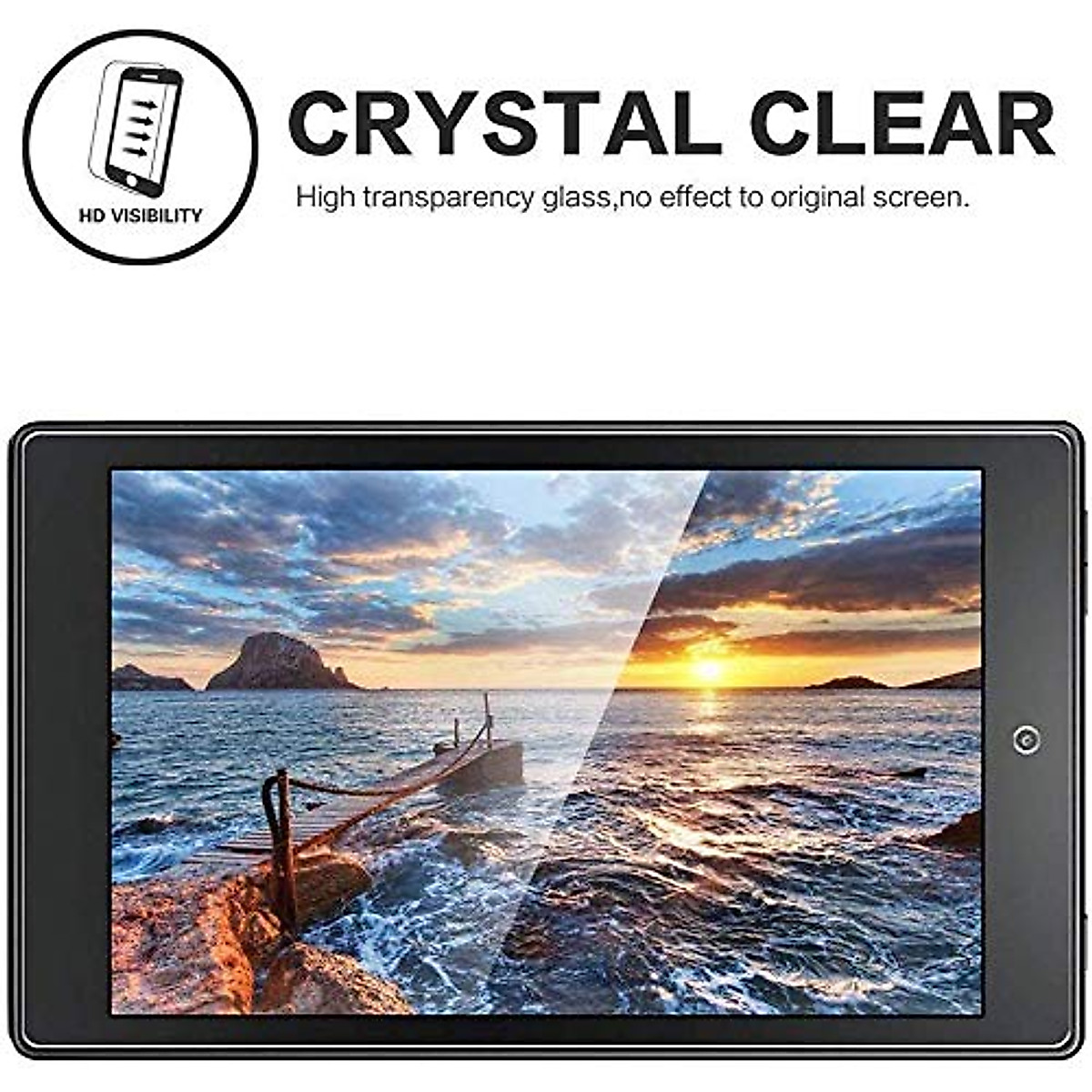 TiKeDa [3-Pack Screen Protector for Amazon Kindle Fire HD 8 (2018/2017/2016 Release) Hard Tempered Glass/HD/9H Hardness High Definition Clear-Not Fit Fire HD 8 2020