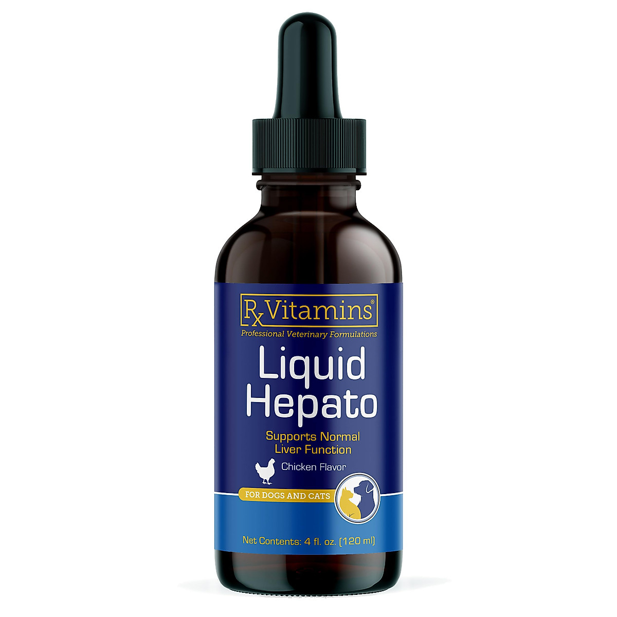 Rx Vitamins Liquid Hepato - Liquid Liver Support Supplement with Milk Thistle Extract - Hepatic Dog Supplement Enriched with Vitamin B Complex - Chicken Flavor (4oz)