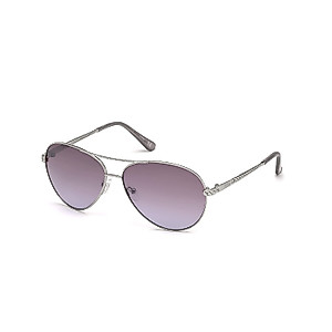 GUESS Women's Gu7470-s Aviator Sunglasses, Shiny Light nickeltin & Gradient, 60 mm