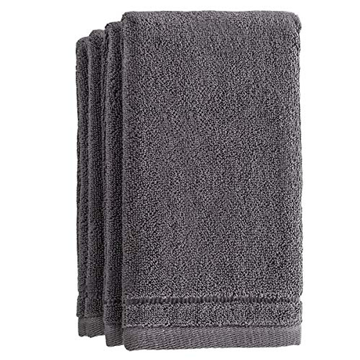 Creative Scents Cotton Fingertip Towels Set - 4 Pack - 11 x 18 Inches Decorative Small Extra-Absorbent and Soft Terry Towel for Bathroom - Powder Room, Guest and Housewarming Gift (Grey)