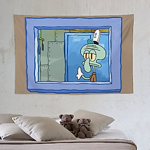 DOBOER Squidward in Window Tapestry for College Dorm, Bedroom and Living Room Home Decor, Funny Anime Wall Tapestries Hanging for Men 40"x60"