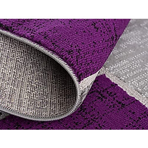 L'Baiet Verena Purple Geometric 8x10 Rugs, Bedroom Rug, Rugs for Living Room, Room Decor