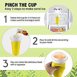 Slushie Maker Cup(2 Pack), Magic Quick Frozen Slushy Cup, Double Layer Squeeze Cup, Cool Stuff Birthday Gifts for Kids (Pink&Yellow)