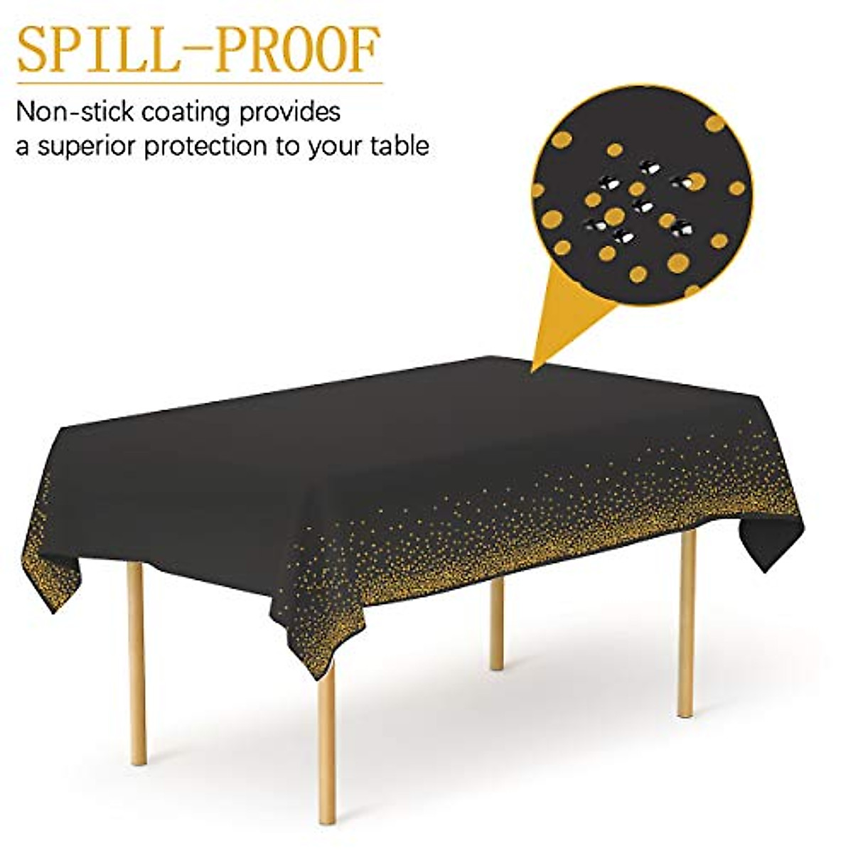 24 Guests Black and Gold Party Supplies Disposable Party Plates Tableware Cups Napkins Straws Table Cloth for 18th 50th 70th Birthday Party 1920s Cocktail Halloween Plates Gold Dot Black Paper Plates