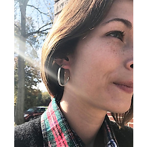 Sheila Fajl Everybody's Favorite Petite 1.5 Inch Tubular Lightweight Hoop Earrings in Brushed Silver Plated