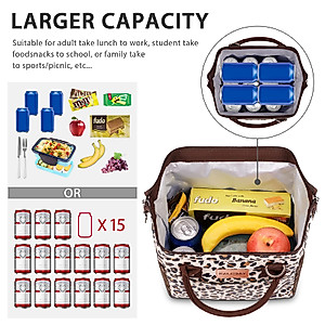 BALORAY Lunch Bag for Women Men, Large Adult Insulated Lunch Box for Office Work School Picnic Beach, Leakproof Lunch Cooler Tote Bag with Adjustable Shoulder Strap (Leopard)