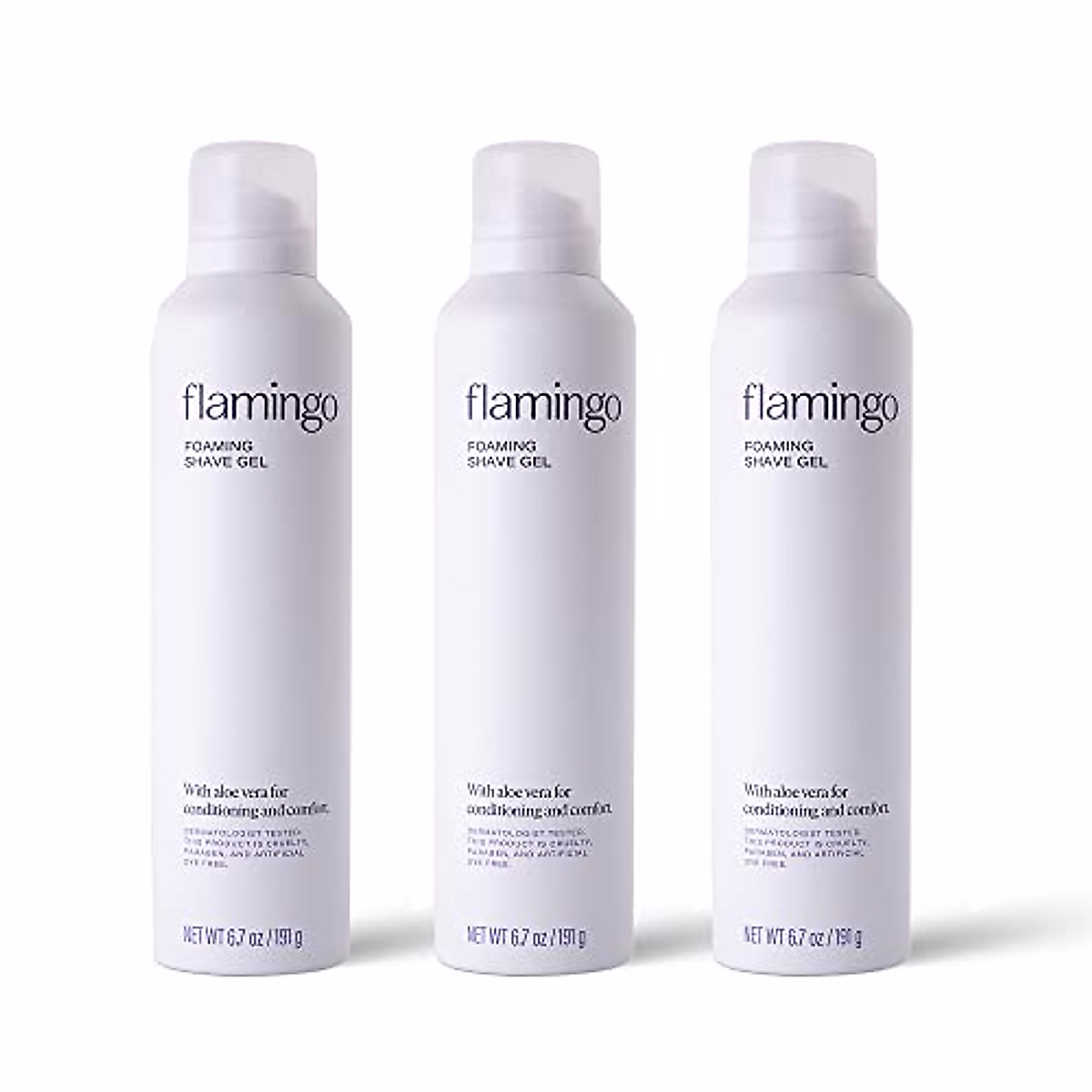 FLAMINGO Women's Foaming Shaving Gel with Aloe Vera, 6.7oz - 3ct