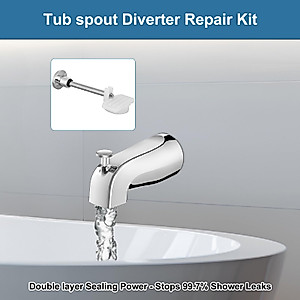 4 Set Tub Spout Diverter Repair Kit for Tub Spout Replacement with O-Ring & Gasket, Diverter Repair Kit-Tub Faucet Repair Replacement Parts for Broken or Leaking Repairs(Silver)