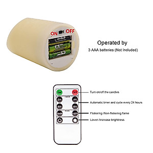 Eldnacele Flameless Flickering Candles with Timer, 3D Wick Real Wax Battery Operated Red Pillar Candles with 6H Timer Set of 3 for Home Wedding Party Christmas Decoration (D3” x H4”5”6”)