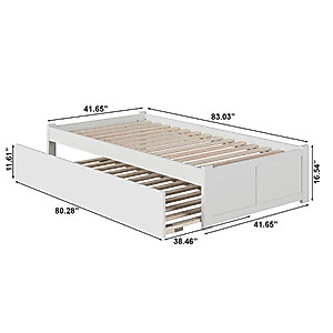 AFI Concord Twin XL Size Platform Bed with Footboard & Twin XL Trundle in White