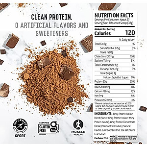 Ascent 100% Whey Protein Powder - Post Workout Whey Protein Isolate, Zero Artificial Flavors & Sweeteners, Gluten Free, 5.7g BCAA, 2.7g Leucine, Essential Amino Acids, Chocolate 2 lb