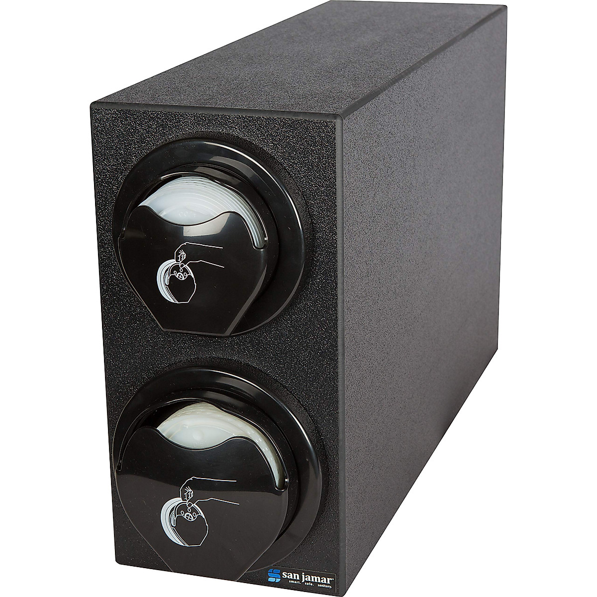 San Jamar Ez-Fit Lid Dispenser for 8 - 24 Oz and 24-46 Oz Cup Lids for Restaurants, Dining Halls, and Fast Food, Plastic, 17.25 x 10 x 27.75 Inches, Black