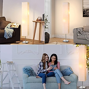 Modern Floor Lamp, Dimmable 3 Levels Brightness Paper Tall Lamp Standing Lamps with Lampshade, 55'' Minimalist Floor Lamps for Office, Kids Room, Reading, Home Decor (Off White)
