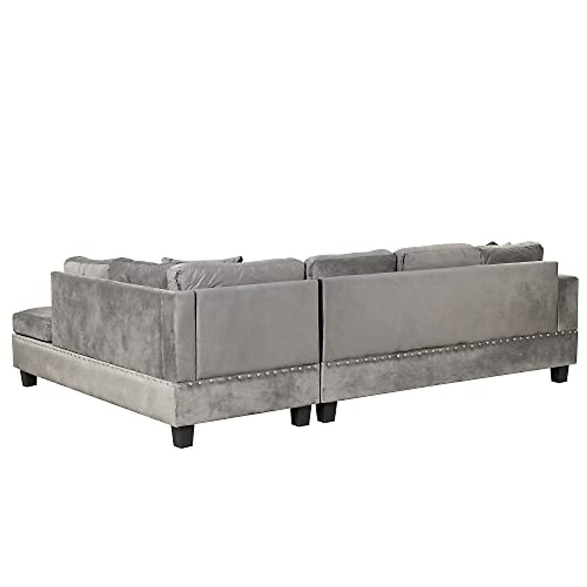 Eafurn L Shaped Sectional Reversible Chaise and Drop Down Table & Cupholders, Upholstery Corner Storage Ottoman, Tufted Convertible Sofa & Couch for Living Room Furniture Set, Gray 104.5"