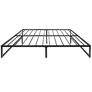 Flash Furniture Bentley 14" Metal Platform Bed Frame - Black Frame/Steel Slat Supports - 12.5" Underbed Storage - No Box Spring Needed - Quick Lock Functionality-King