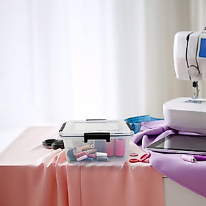 Morcte 6-Pack Clear Storage Box with Gasket Seal Lid, 12 Quart Plastic Gasket Box with Tight Latch and Seal, Stackable Nestable Tote Tub