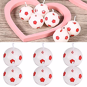 6Pcs Cute Soccer Ball Football Birthday Party Cake Candles Decorations Supplies Tool for Kids Toy Gift Decorations for Home Black/Red (Sent in Random)