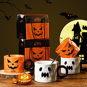 SOURCEBEAT 1Pc Halloween Cartoon Mug Ghost Elf Ceramic Cup Mug Water Cup Coffee Cup Milk Juice Cup Halloween Gifts Mugs white