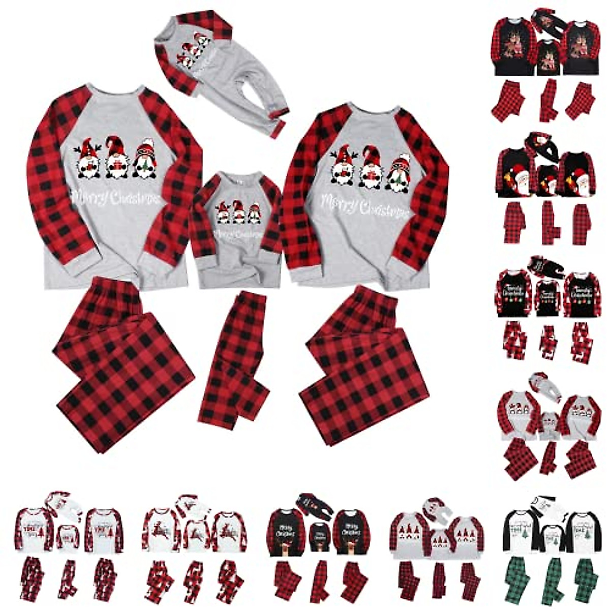 Christmas Matching Pajamas Set for Family Christmas Pjs for Family Matching Sets Family Christmas Pajamas Xmas Jammies Sleepwear(H-Grey,6 Months)