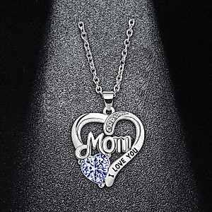 BESPMOSP Mom Necklace I Love You Mom Gifts Mother's Day Gifts Rhinestone Necklace for Mom Birthday Gifts for Mom(purple)