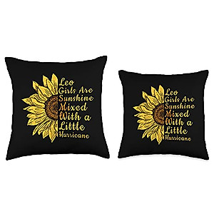 Leo Zodiac Sunflower Flower Birthday Gift Women Leo Zodiac Sunflower Flower Lover Born July August Birthday Throw Pillow, 16x16, Multicolor