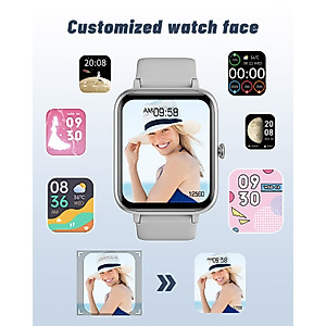 GRV Smart Watch for iOS and Android Phones (Answer/Make Calls), Watches for Men Women IP68 Waterproof Smartwatch Fitness Tracker Watch with Heart Rate/Sleep Monitor Steps Calories Counter (Gray)