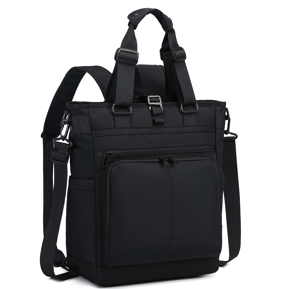 mygreen Laptop Backpack 15.6 Inch Stylish School Computer Backpack Messenger Tote Bag Water Repellent College Casual Daypack with Headphone Hole Travel Business Work Bag for Men Black