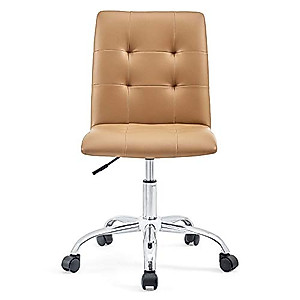 Modway Prim Ribbed Armless Mid Back Swivel Conference Office Chair In Tan