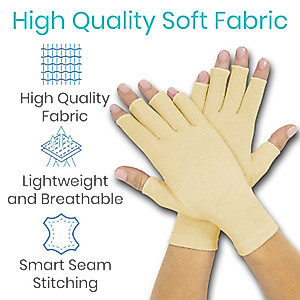 Vive Compression Arthritis Gloves - Comfortable Fit for Men and Women - Open Finger for Rheumatoid, Osteoarthritis