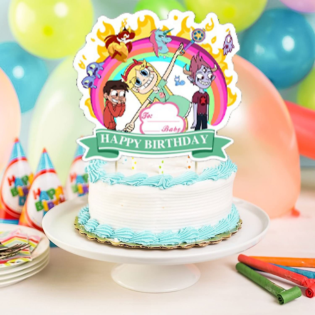 32Pcs Star vs. the Forces of Evil Birthday Party Decorations,Party Supply Set for Kids with 1 Happy Birthday Banner Garland , 13 Cupcake Toppers,18 Balloons for Party Supplies