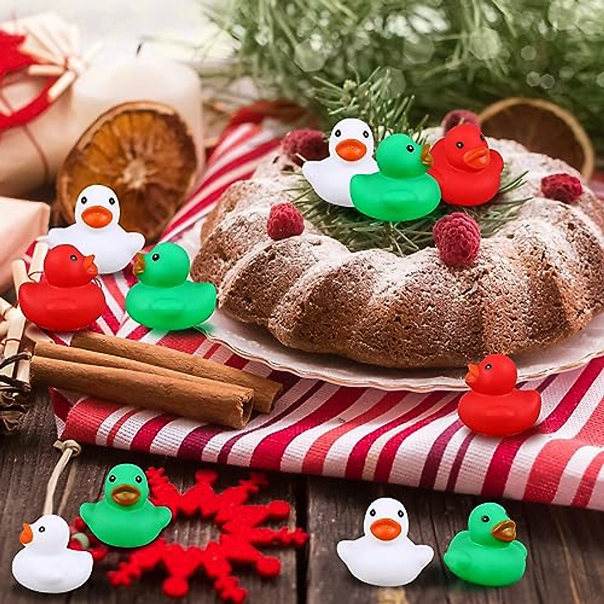 Hiboom Christmas Rubber Ducks Bath Ducks Bulk Squeak Rubber Duckie Bath Toy for Baby Kids Shower Bathtub Pool Party Games Cruise Birthday Christmas Holiday School Classroom(1.4 Inch, 120 Pcs)