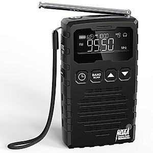 NOAA Weather Radio - Rechargeable NOAA/AM/FM Emergency Radio, Portable Pocket Radio, Longest Playtime, Best Reception, Digital Tuning, Auto Scan&Preset Function, Time Display, Mono Headphone Socket