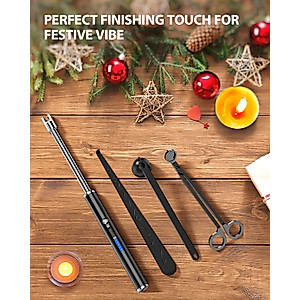 RONXS Candle Lighter, Electric Lighter, Rechargeable Type C Lighters Arc Lighter with LED Battery Display, Flameless Long Lighters for Candles Grill BBQ Camping (Black)