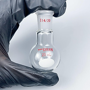 ADAMAS-BETA Lab Boiling Flasks 25mL Single Neck Round Bottom Boiling Flasks Borosilicate Glass with 14/20 Standard Taper Outer Joint