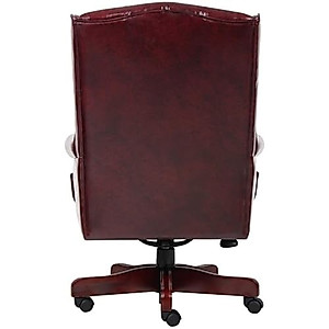 Scranton & Co Traditional Faux Leather High Back Tufted Executive Chair in Red