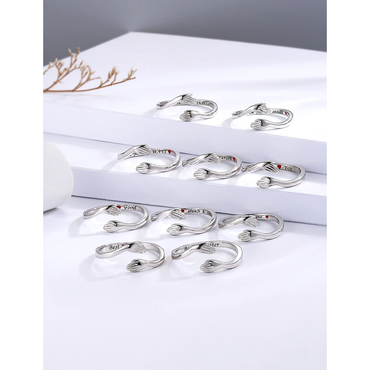 Sariel Hug Ring for Daughter Mom Inspirational Mother's Day Birthday Christmas Gifts Jewelry for Teens Women (I am with you ALWAYS)