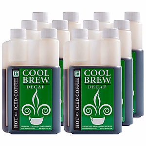 CoolBrew Decaf 6 Pack - 16 DRINKS PER BOTTLE - Fresh Cold Brew Liquid Concentrate - For Iced or Hot Coffee, Unsweetened, No Preservatives