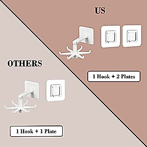 365Home Hanging Utensil Holder Hooks Kitchen Utensil Hanger Wall Mount 360 Degrees Rotating Folding Hook Self Adhesive Hook Utensil Rack with 6 Hooks for Kitchen Bathroom Cabinet (2 White)