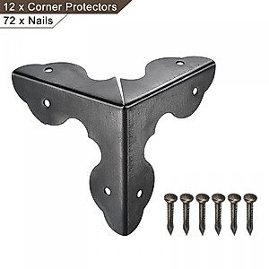 uxcell 33x33x33mm Metal Box Corner Protectors Edge Guard Black 12pcs