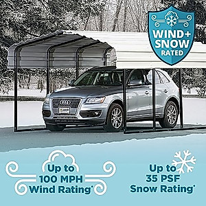 Arrow Carports Galvanized Steel Carport, Compact Car Metal Carport Kit, 10' x 24' x 9', Eggshell