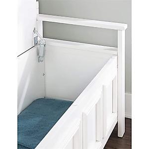 Pemberly Row Entryway Storage Bench in White with Flip-top Lid