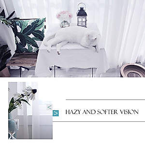 RYB HOME Decoration Extra Wide Linen Look, Sheer Drape, Sliding Grommet White Sheer Curtain Disperse Sunlight for Large Window Treatment Patio Door Bedroom Farmhouse Garden, 100 x 95