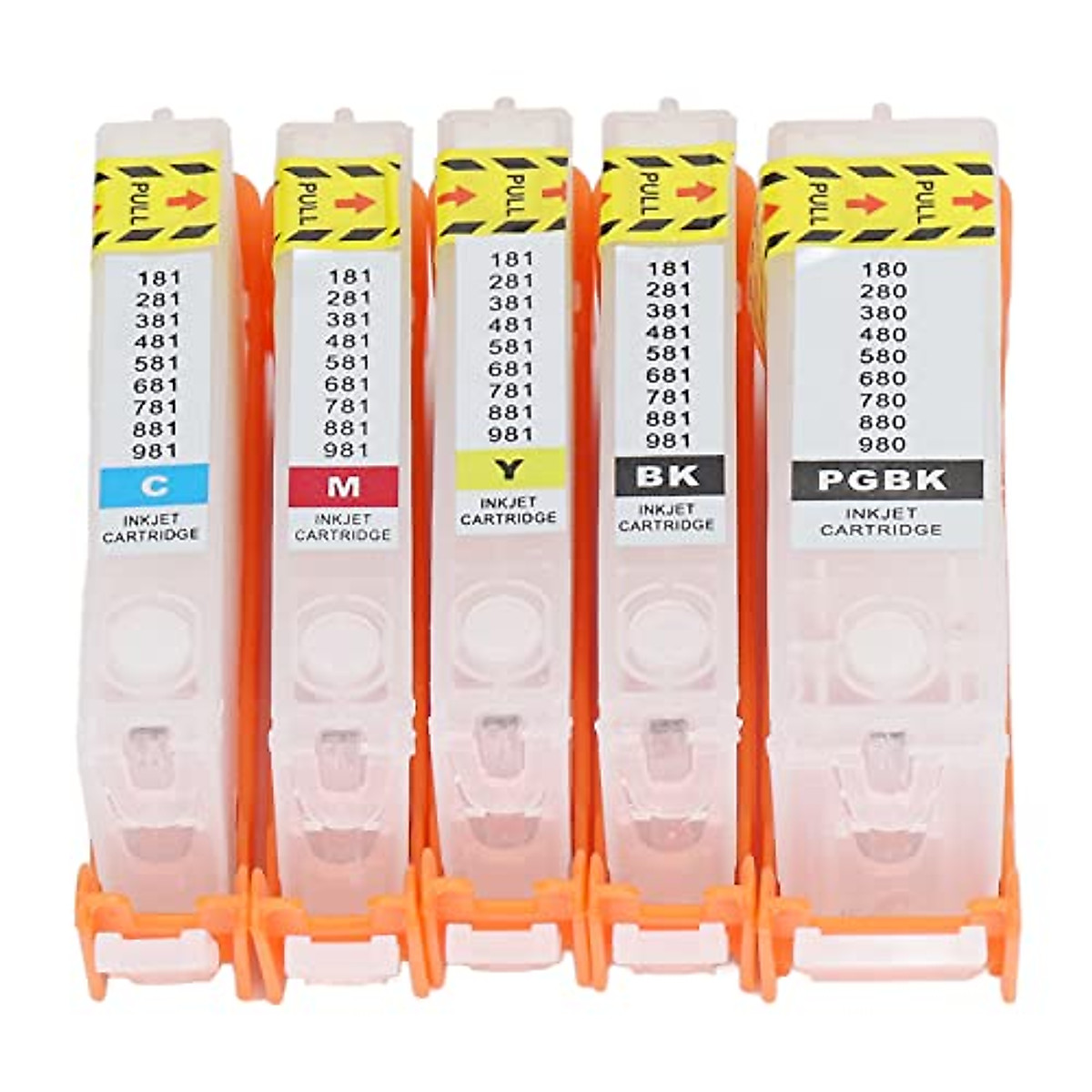 FTVOGUE 5Pcs Ink Cartridge PGBK BK C M Y Smoothly Operation Reusable Printer Ink Cartridge with Permanent Chip (280-281)