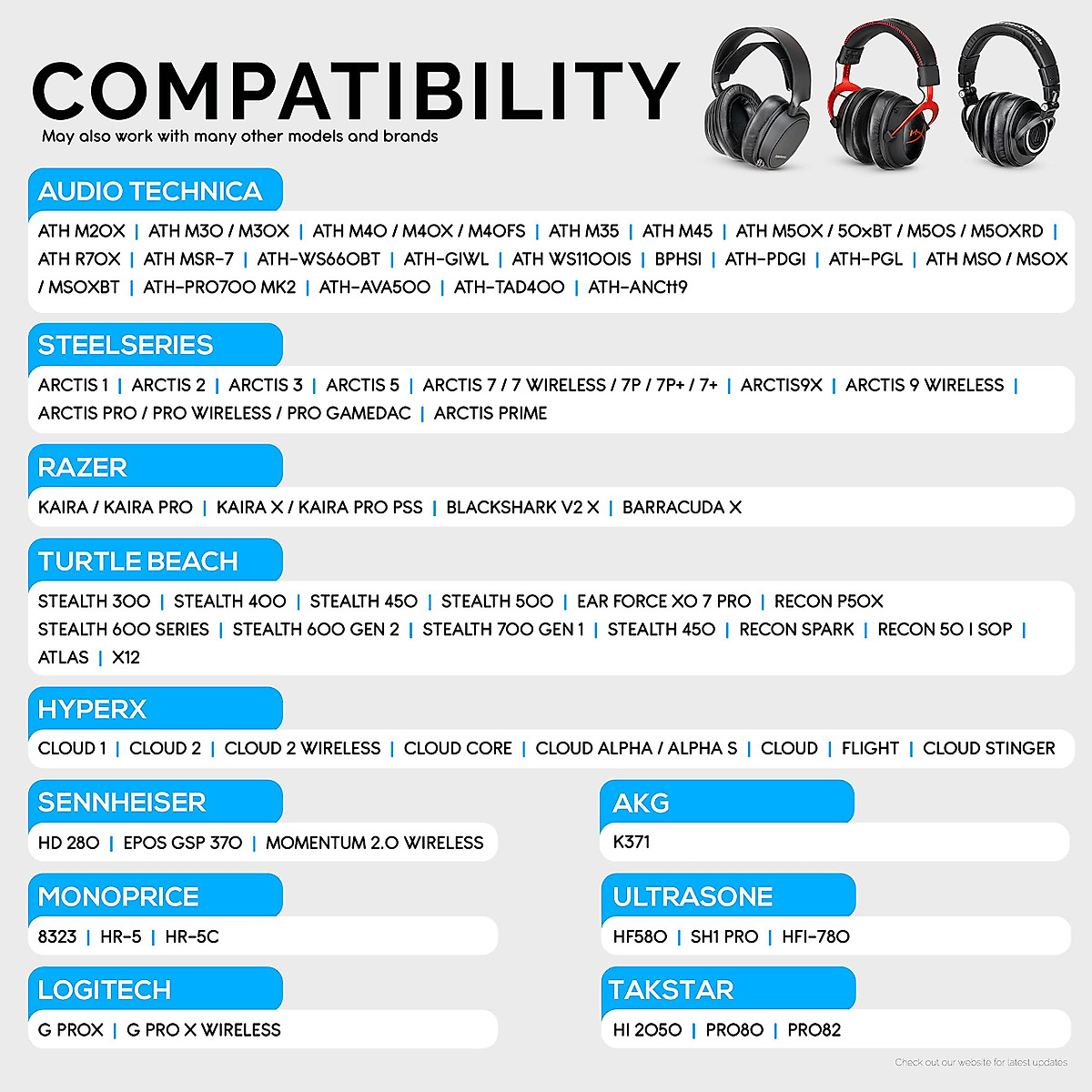 Brainwavz Gaming Earpads Compatible with ATH M50X, Hyper X Cloud, Steelseries Arctis, G Pro X & Many More, with Cooling Gel & Soft Micro Suede for Extra Comfort