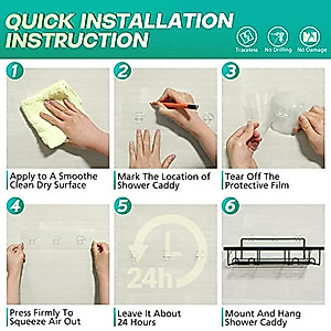 Shower Caddy Bathroom Organizer 3-Pack Adhesive Shower Shelves Rustproof Shower Shelf for Inside Shower Storage with Soap Holder and Adhesives