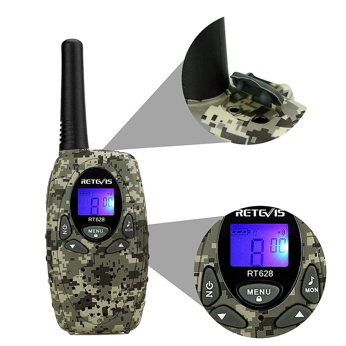 Retevis RT628 Kids Walkie Talkies,Army Toys for 6-12 Year Old Boys Girls,FRS Walky Talky with Key Lock,Gift for Outdoor Adventure Camping Hunt Trip(2 Pack,Camo)