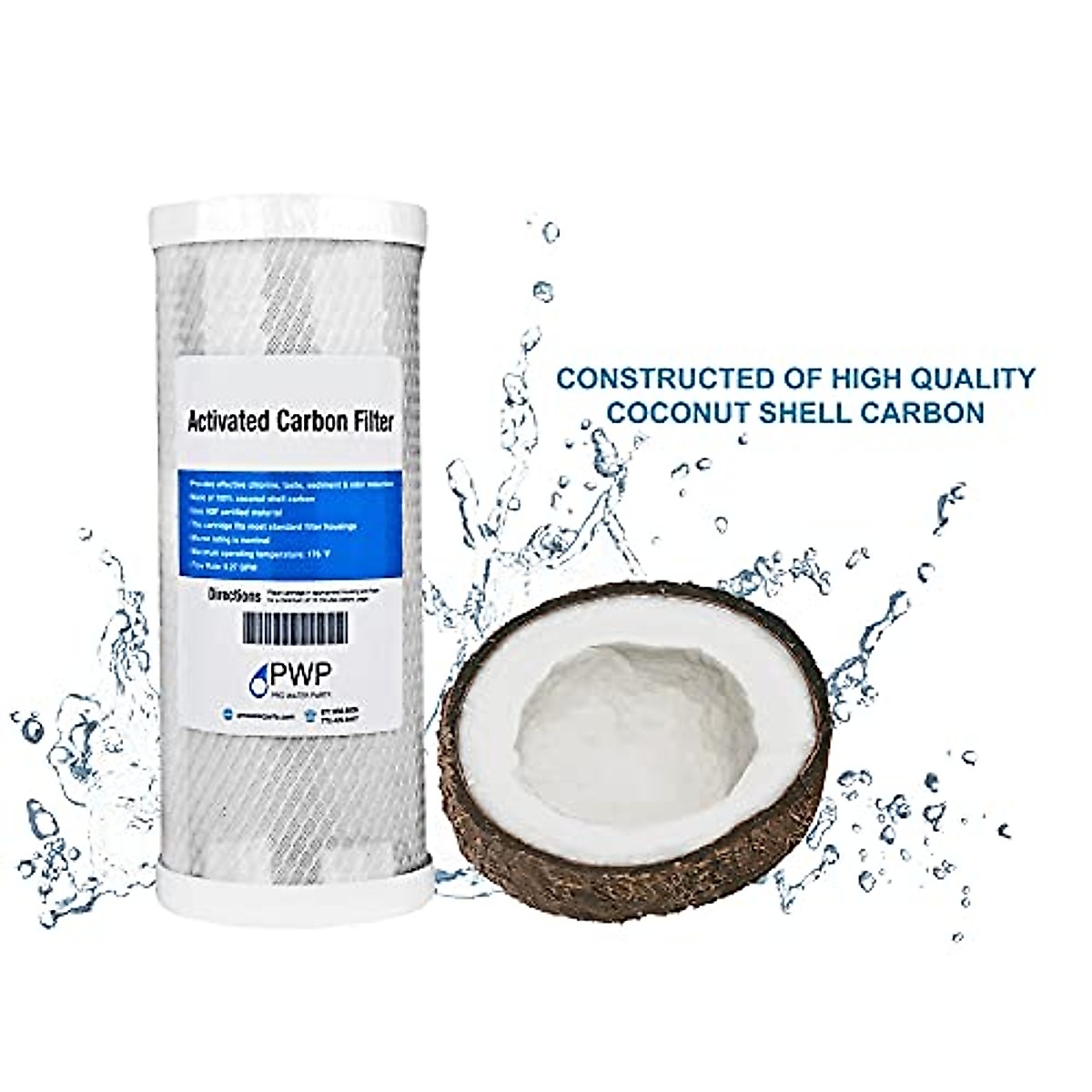 Activated Carbon CTO Water Filter Cartridge Standard 2.5 x10" 10 Micron 4 pack